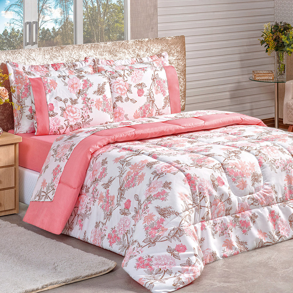 Kit Edredom King 3 Peças Naturale Dupla Face Em Tecido Micropercal 200 ...