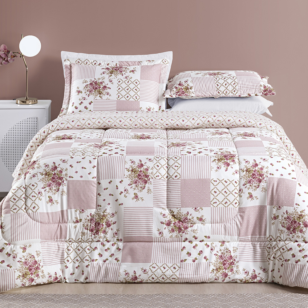 Kit Edredom Super King 3 Peças Bouti Dupla Face Em Tecido Microfibra ...