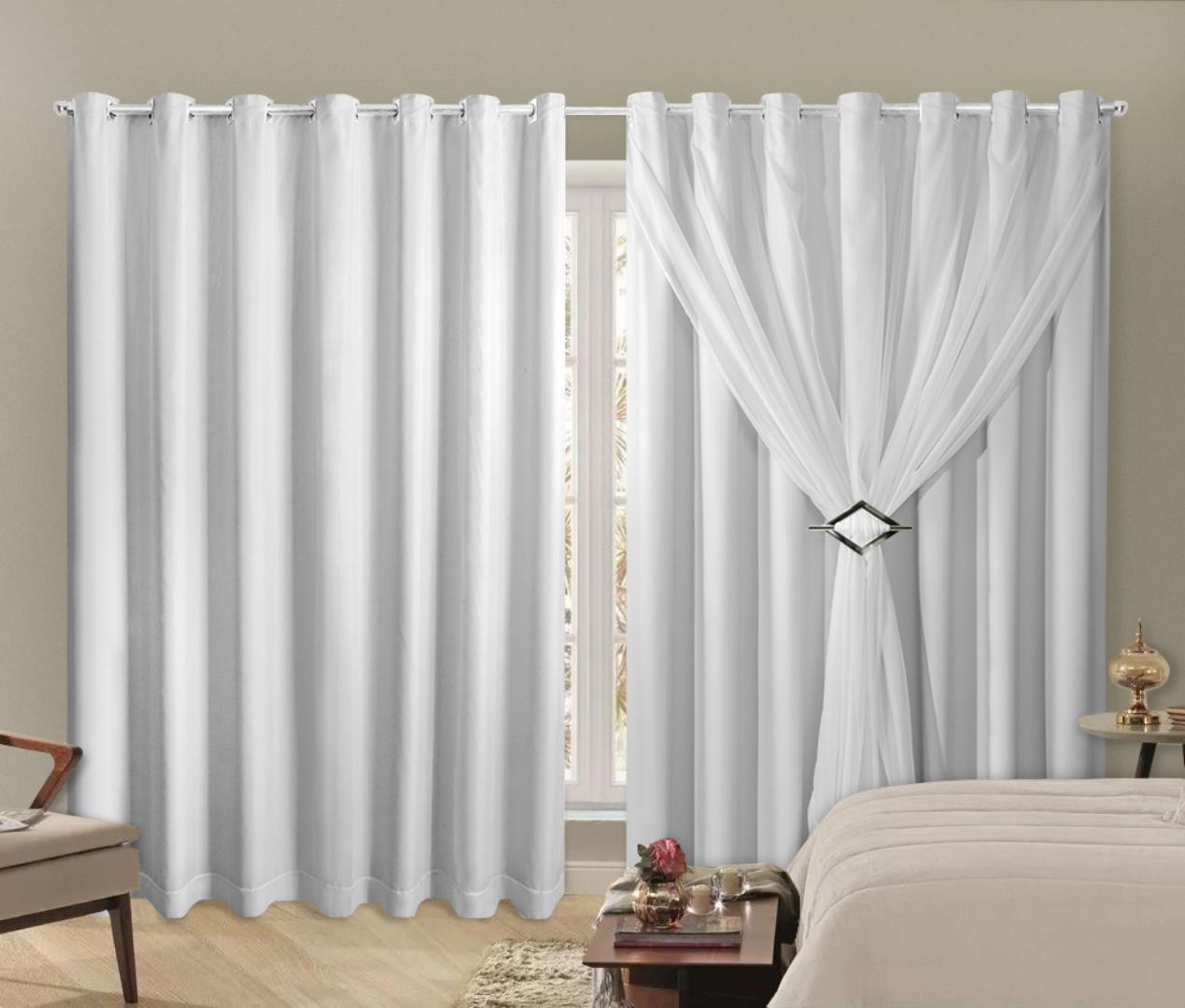 Cortina Blackout Com Voil Liso Para Sala ou Quarto 6,00m x 2,50m ...